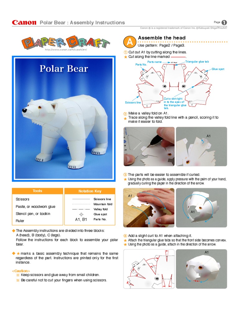 Polar Bear: Assembly Instructions: Assemble The Head | PDF | Sports ...