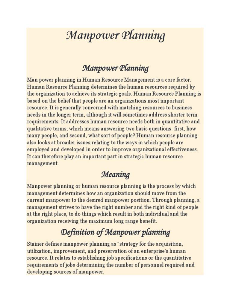 Manpower Planning | PDF | Forecasting | Human Resources