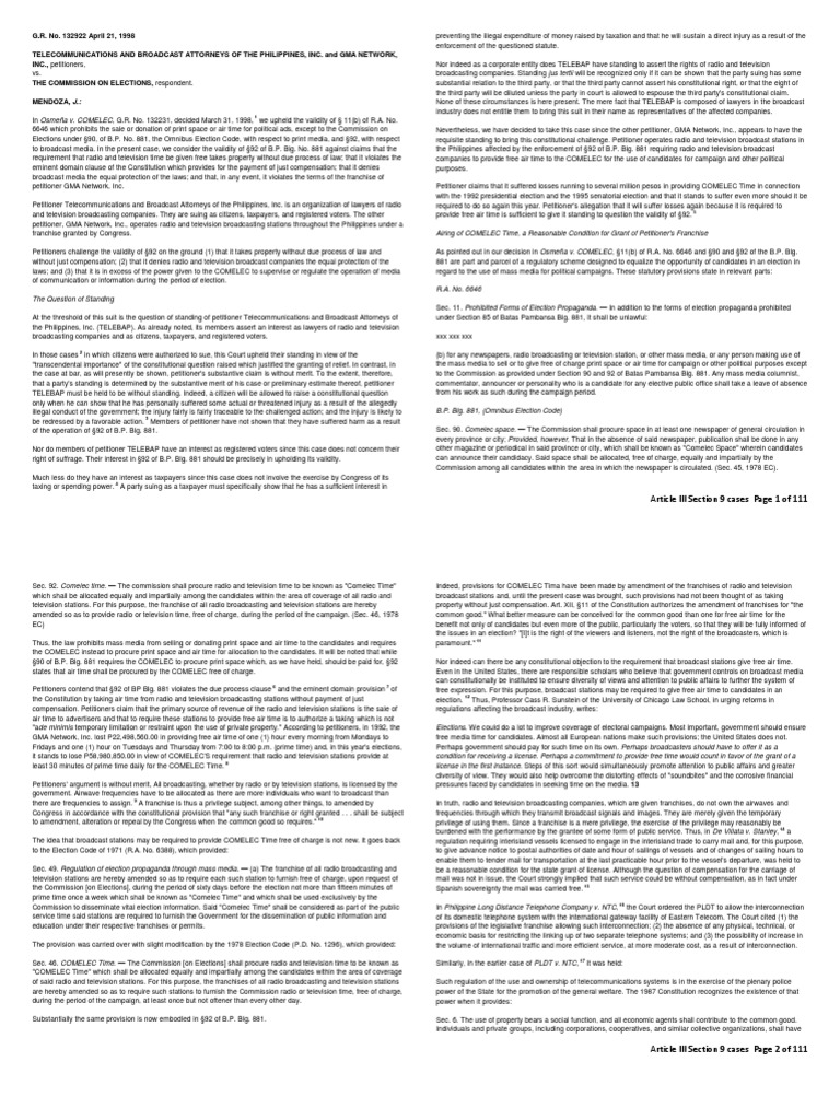 Consti II - Cases Batch Sec 9 | PDF | Eminent Domain | Standing (Law)