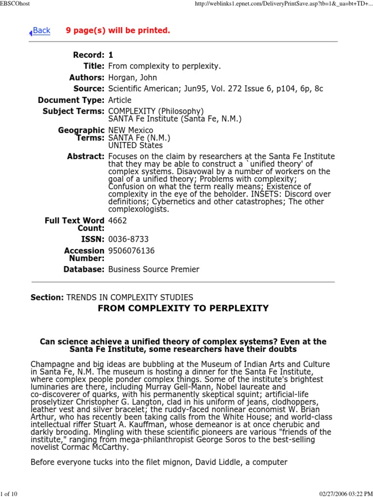 Om Complexity To Perplexity | PDF | Life | System