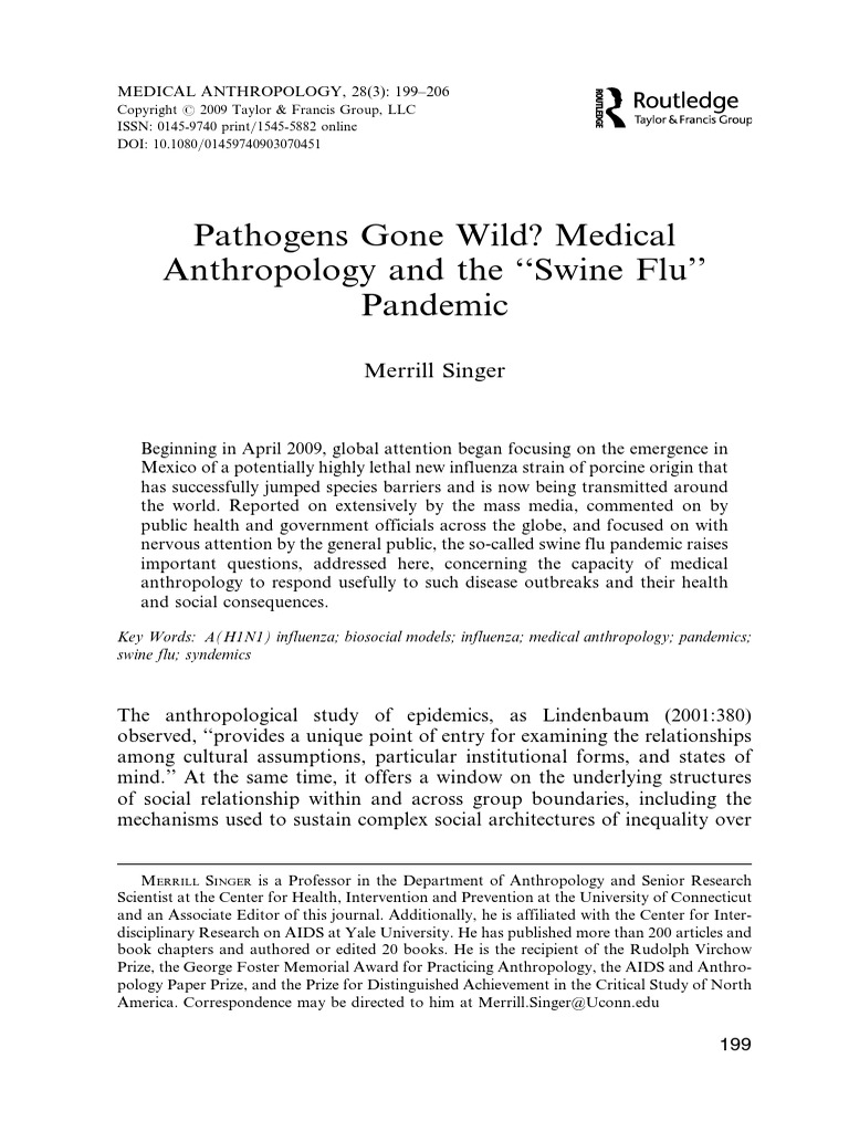 Pathogens Gone Wild? Medical Anthropology and The Swine Flu'' Pandemic ...