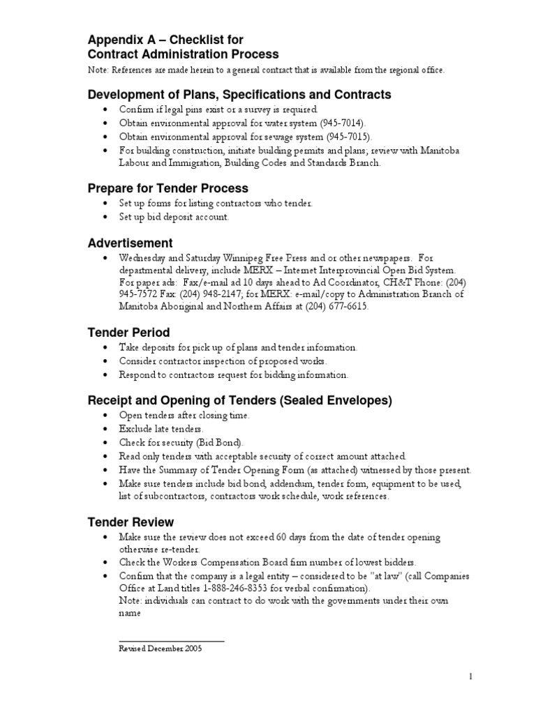 Checklist For Contract Administration Process | PDF | Surety Bond ...