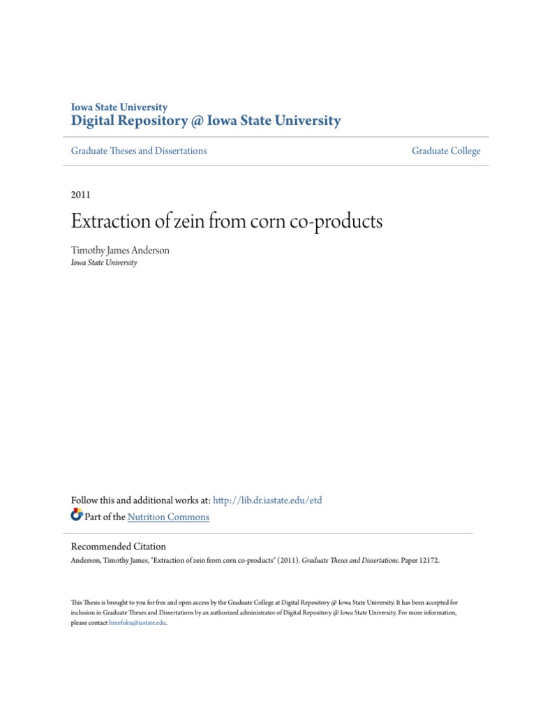 Extraction of Zein From Corn Co-Products | PDF | Solvent | Ethanol