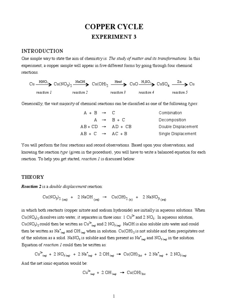 Exp 3 - Copper Cycle | PDF | Filtration | Zinc