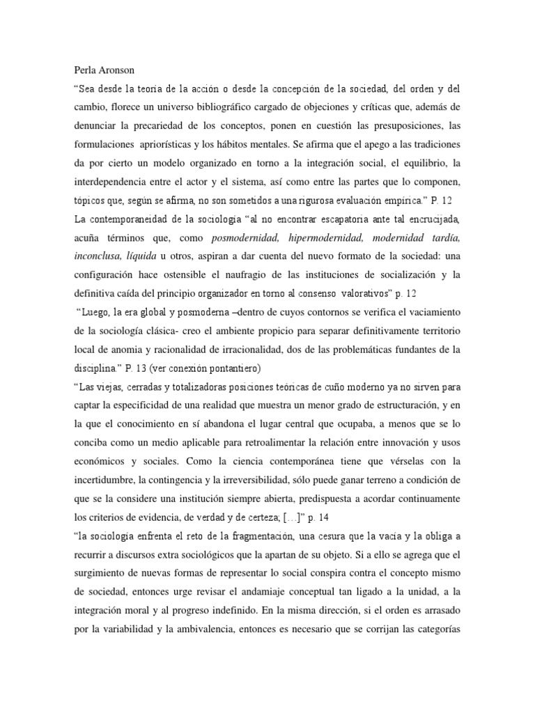 Fragmentos Propios Aronson - Perla | PDF | Sociología | Modernidad