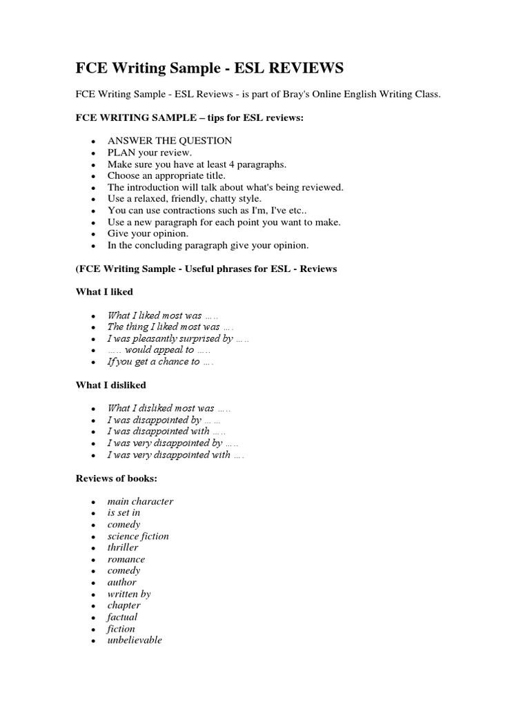 FCE Writing Sample | PDF | Argument | Restaurants