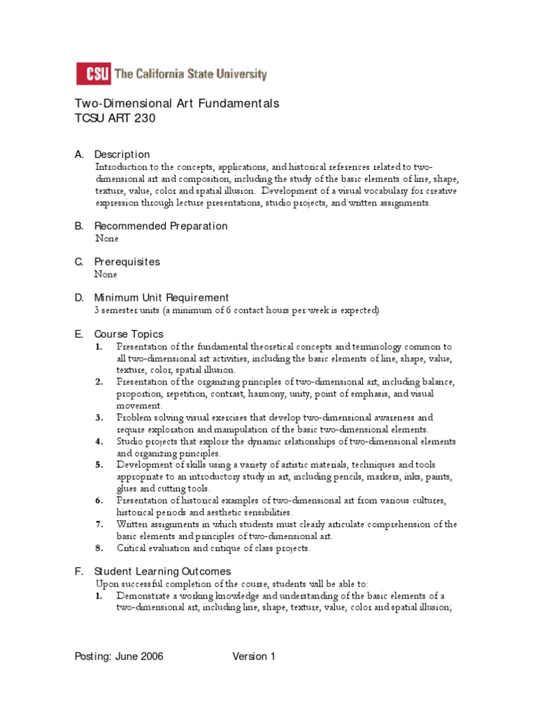 ART 230 Two-Dimensional Art Fundamentals | PDF | Aesthetics ...