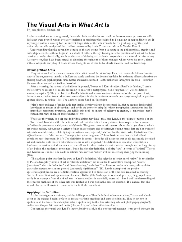 The Visual Arts in What Art Is | PDF | Definition | Abstract Art