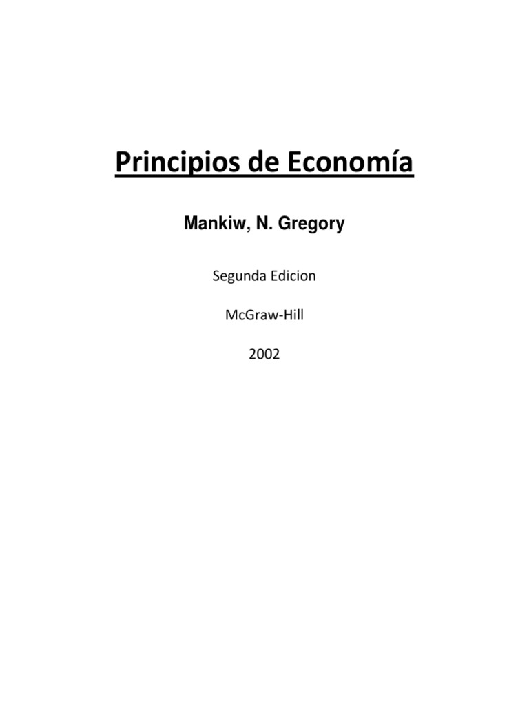 Principios de Economía - N. Gregory Mankiw (2da Edición) | PDF | Teorías económicas | Ciencias ...