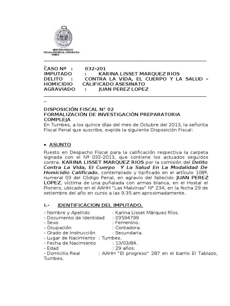 Formalizacion de La Investigacion Preparatoria. | PDF | Fiscal | Derecho penal