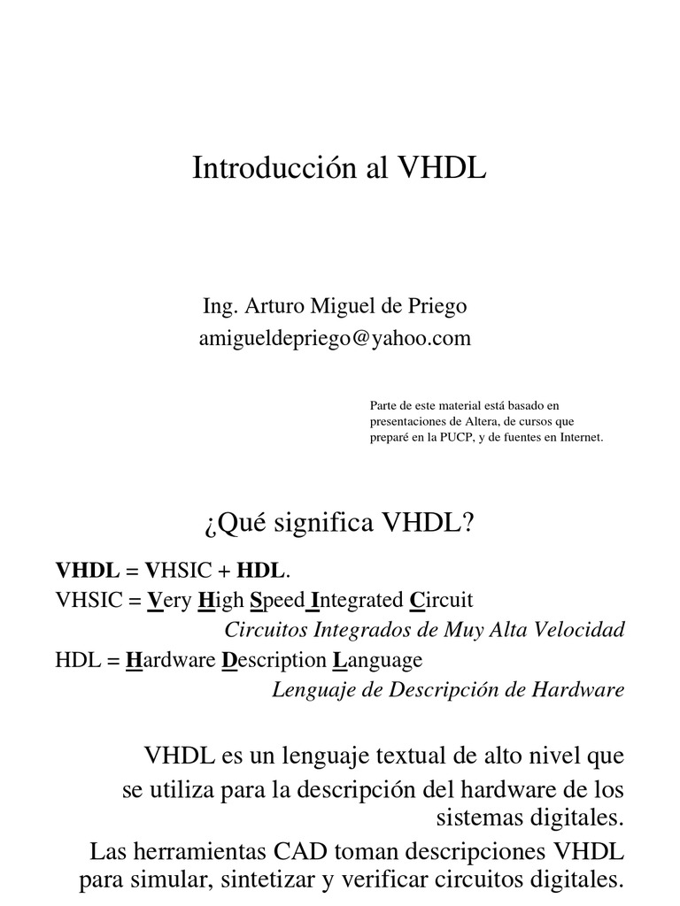 VHDL Tutorial | PDF | Vhdl | Lenguaje de descripción de hardware