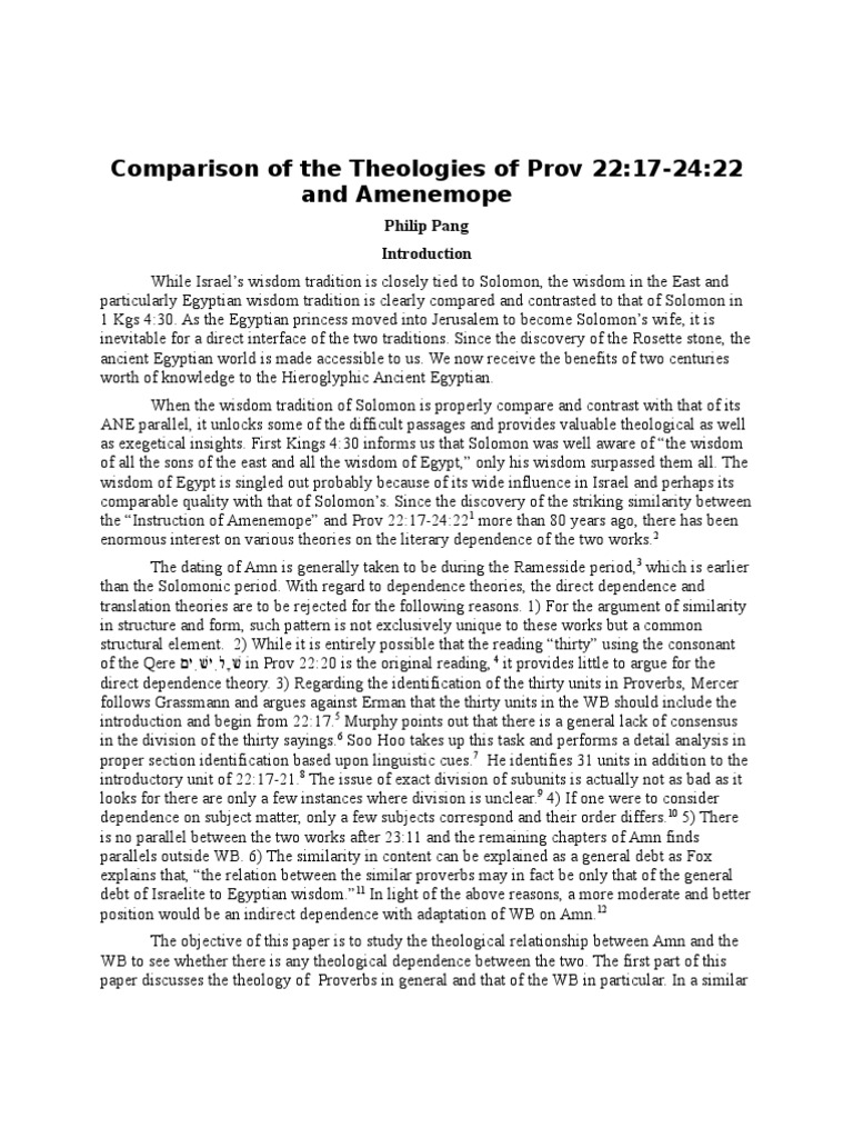 Theological Insights of Amenemope and Proverbs | PDF | Ancient Egyptian ...