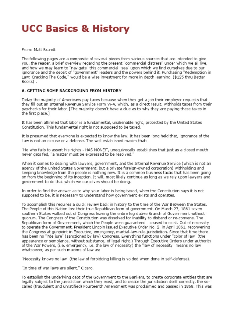 UCC Basics & History: A. Getting Some Background From History | PDF | Security Interest | Bankruptcy