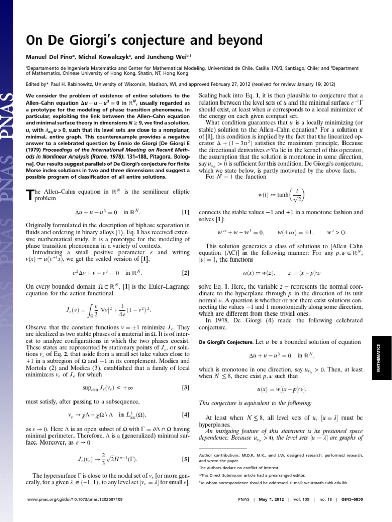 On de Giorguis Conjecture and Beyond | PDF | Calculus Of Variations ...