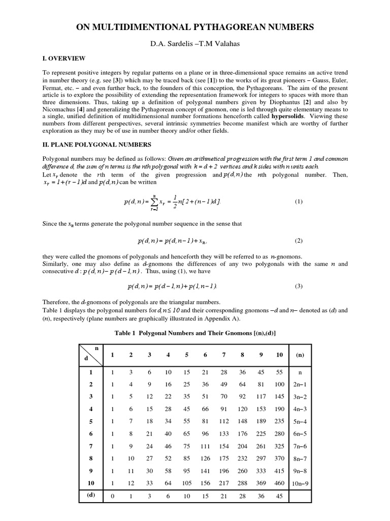On Multidimensional Pythagorean Numbers | PDF | Number Theory ...