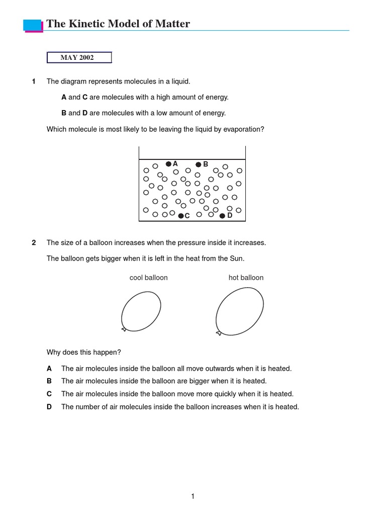 8 - The Kinetic Model of Matter | PDF | Evaporation | Gases