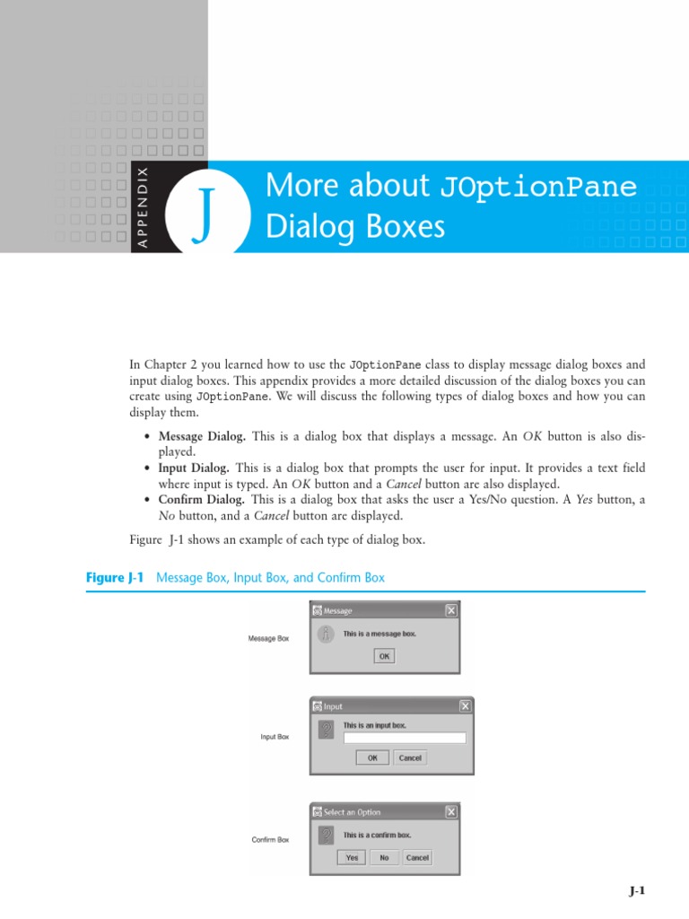 Joption Method | PDF | Parameter (Computer Programming) | Dialog Box