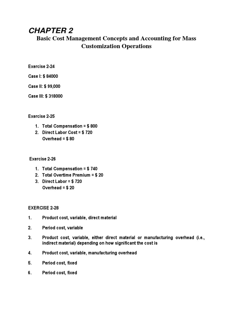 Basic Cost Management Concepts and Accounting For Mass Customization ...