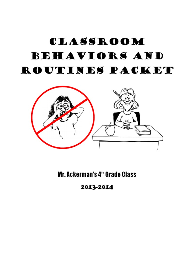 Classroom Behaviors and Routines Packet: Mr. Ackerman's 4 Grade Class ...