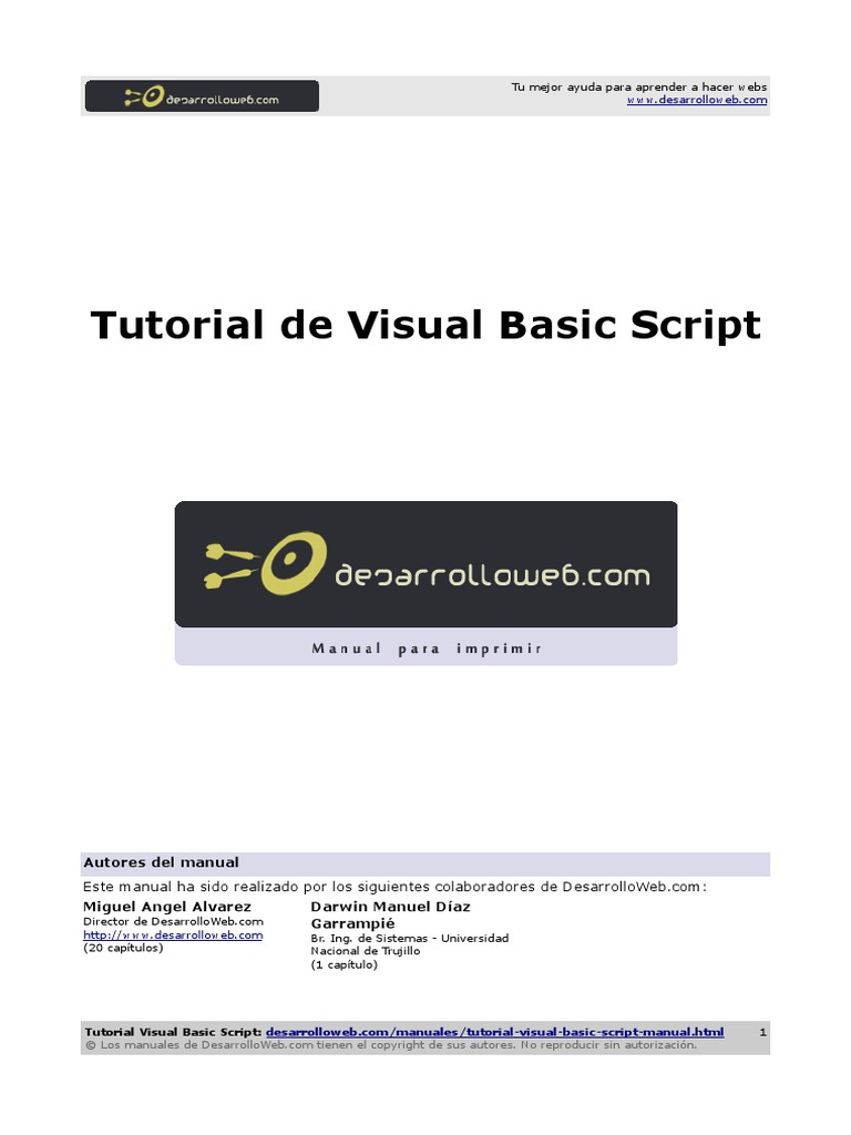 Manual Tutorial Visual Basic Script | PDF