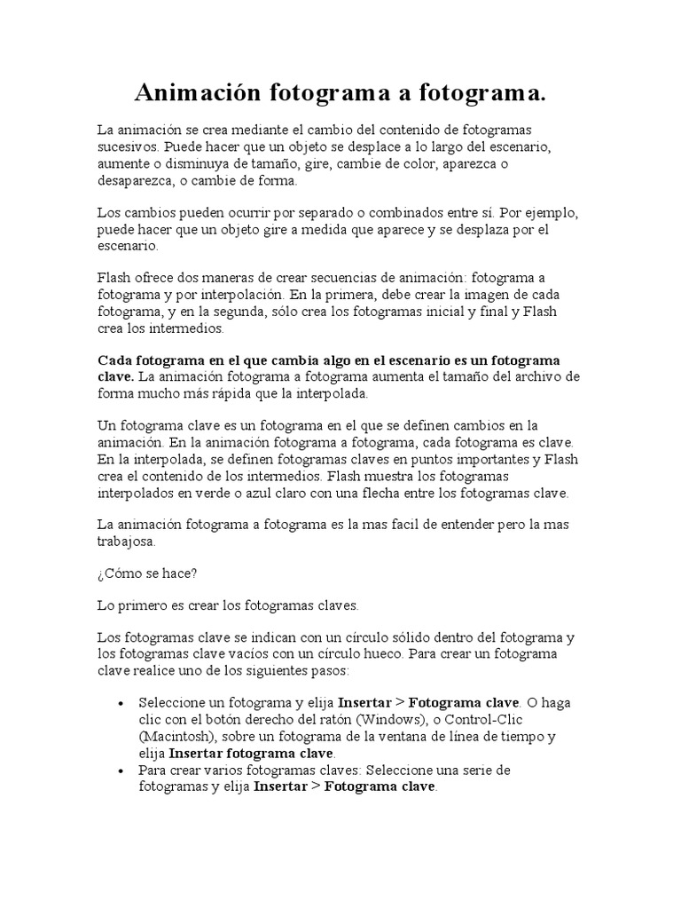 Animación Fotograma A Fotograma | PDF | Animación | Fotograma de la ...