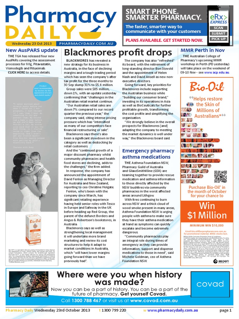 Pharmacy Daily For Wed 23 Oct 2013 - Blackmores Profit Drops, A ...