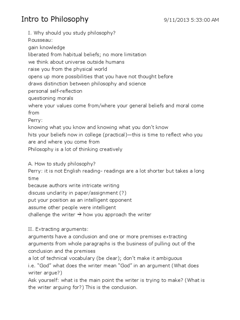 Intro To Philosophy Notes | PDF | Philosophy Of Mind | Problem Of Evil