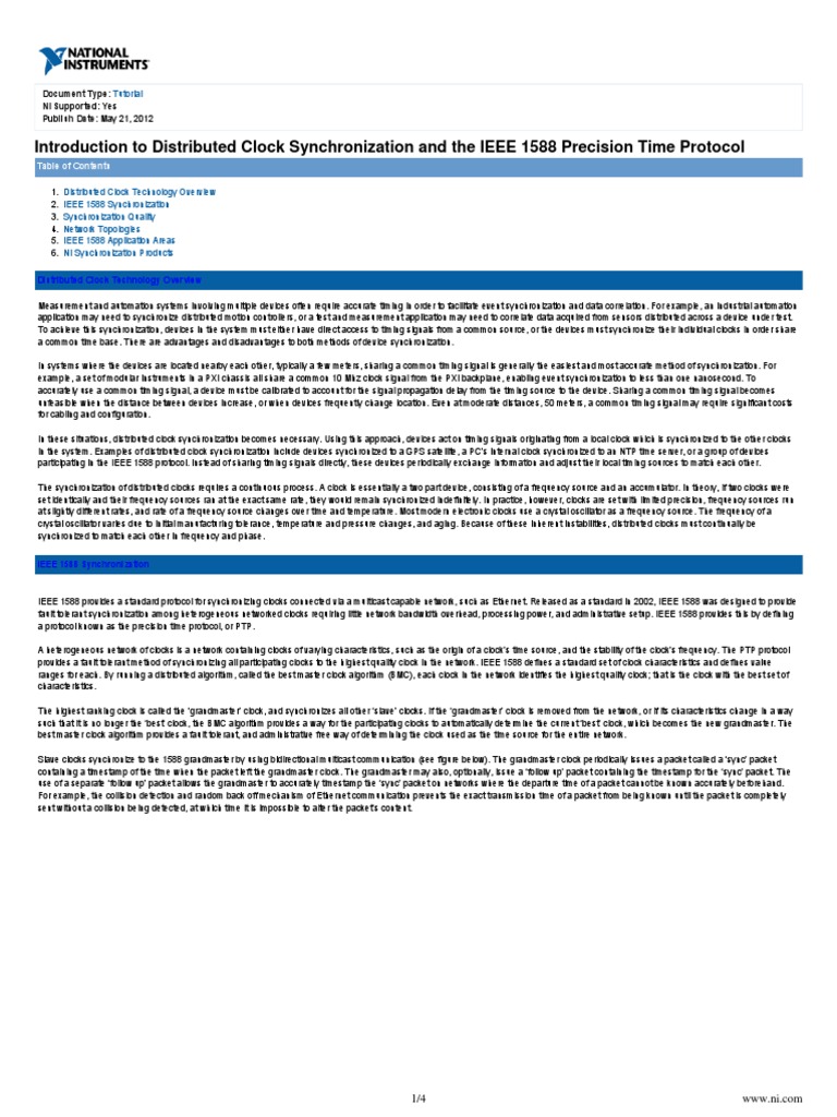 Introduction To Distributed Clock Synchronization and The IEEE 1588 ...