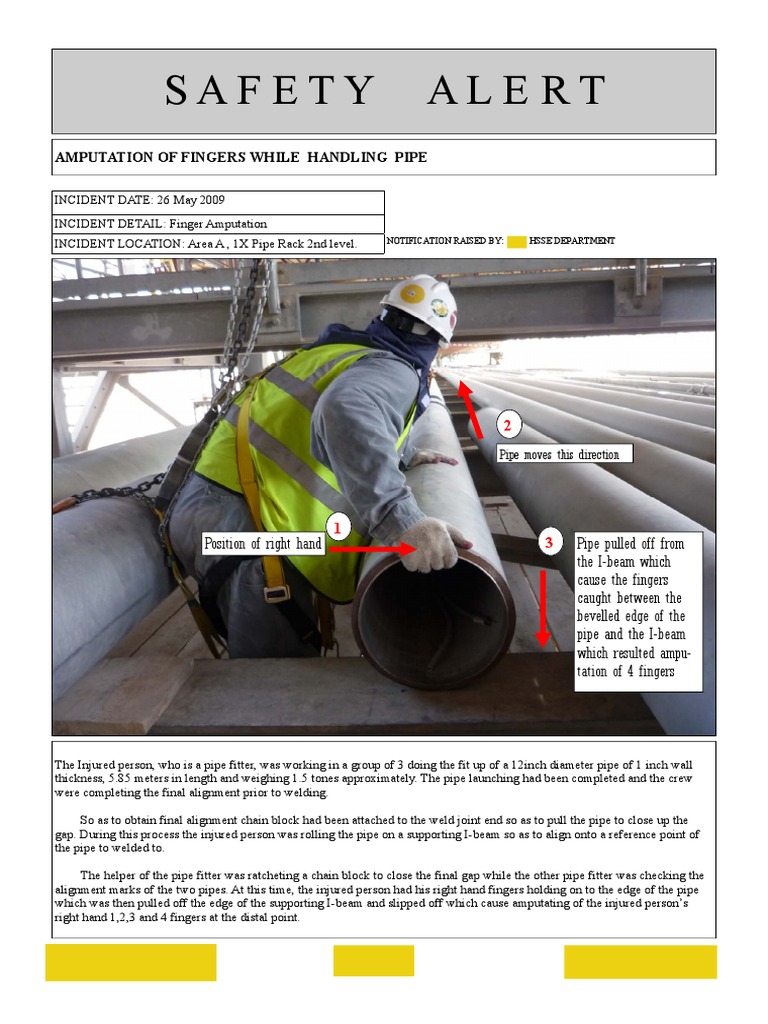 Pipe Fitter Finger Amputation Incident | PDF