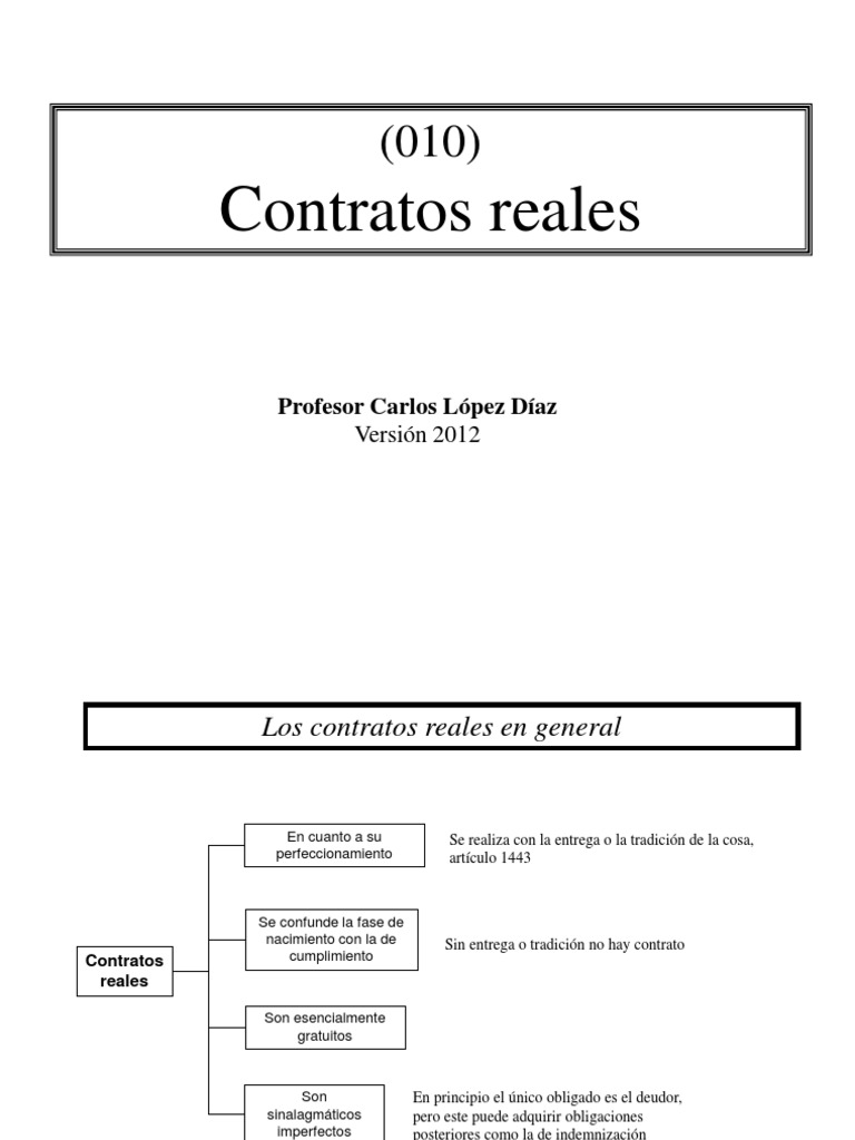 Contratos Reales | PDF | Ley comparativa | Derecho empresarial