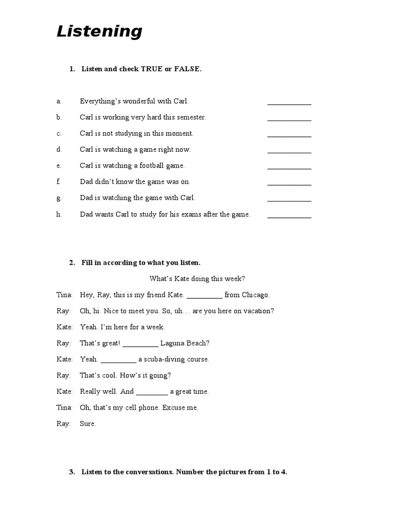 Atividade de Classe - Listening | PDF | Language Arts & Discipline ...