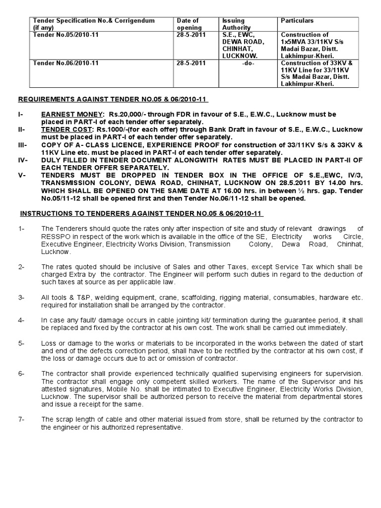 Construction Tender Details | PDF | Insulator (Electricity) | Plumbing