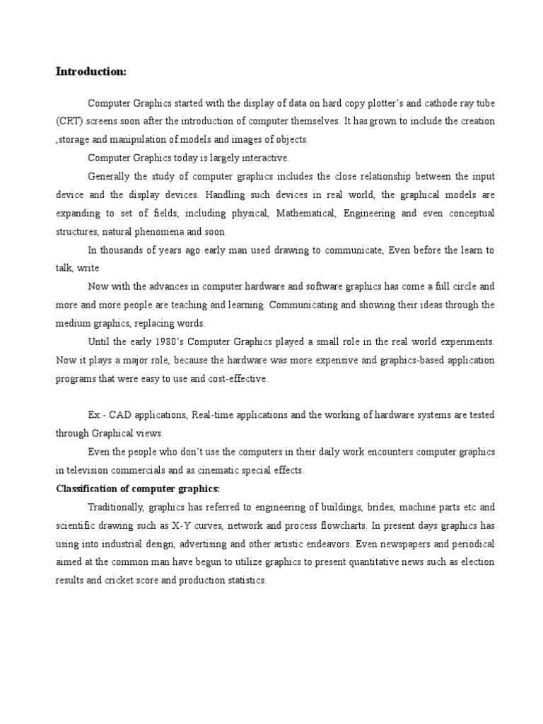 Classification of Computer Graphics | PDF | Cathode Ray Tube | Graphics