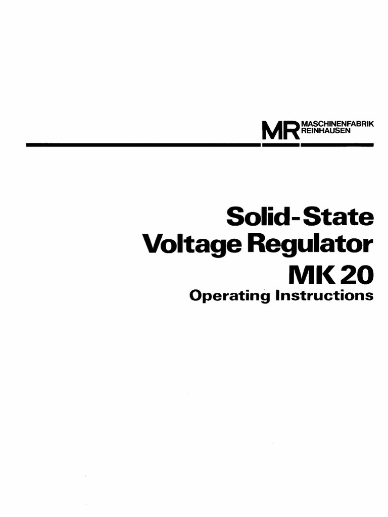 Voltage Regulator MK 20 | PDF