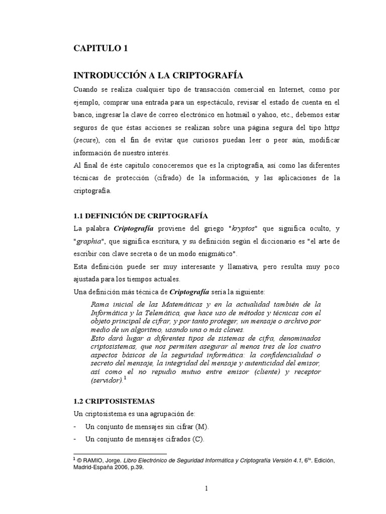 Introducción A La Criptografía | PDF | Clave (criptografía) | Criptografía