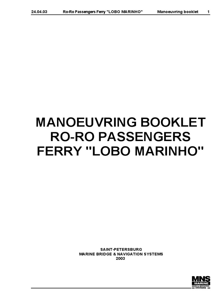 Maneuvering Booklet for LOBO MARINHO | PDF | Ships | Rudder
