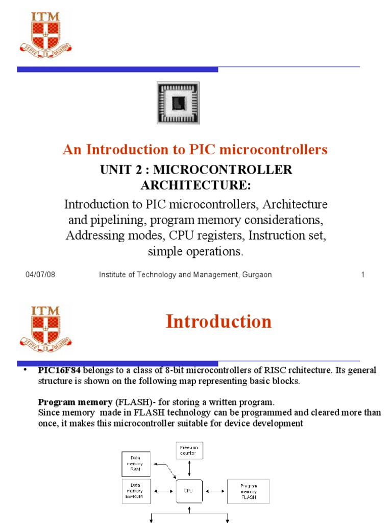An Introduction To PIC Microcontrollers: Unit 2: Microcontroller ...