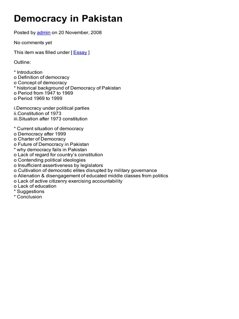Overview of Democracy in Pakistan | PDF | Politics