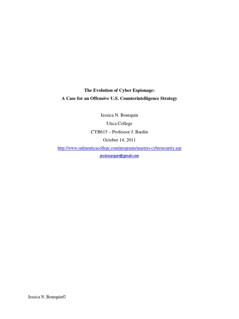 The Evolution of Cyber Espionage - Jessica Bourquin | PDF | Counterintelligence | Cyberwarfare