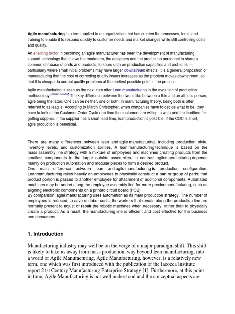 Agile Manufacturing | PDF | Lean Manufacturing | Production And ...