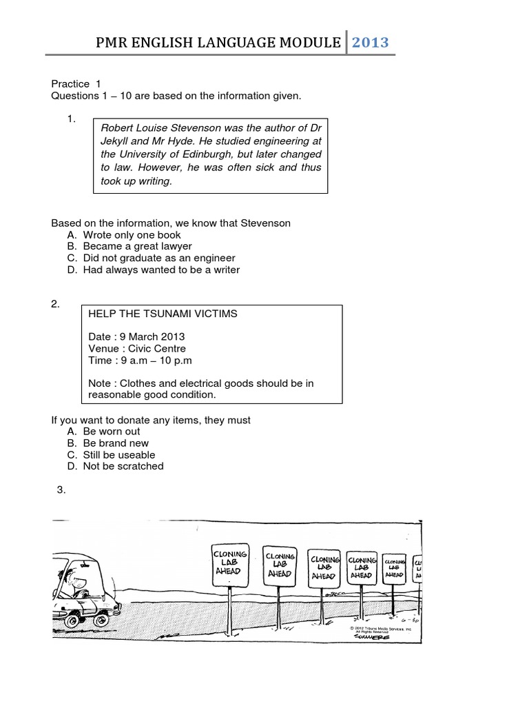 PMR English Language Practice 2013 | PDF | Bat | Malaysia