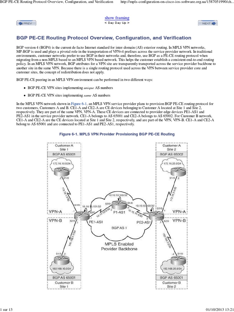 BGP PE-CE Routing Protocol Overview, Configuration, and Verification ...