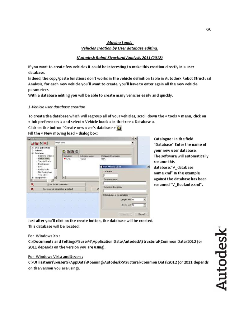 Moving Loads Vehicles Creation by Database Editing | PDF | Xml | Databases