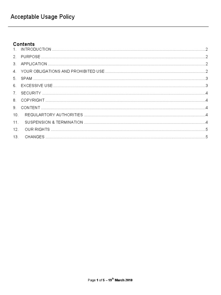 Acceptable Usage Policy | PDF | Email Spam | Internet