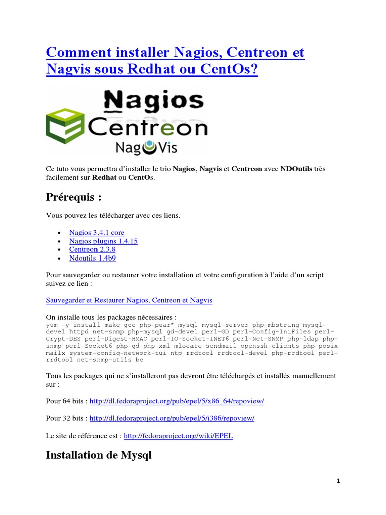 Installer Nagios, Centreon et Nagvis | PDF | Distribution Linux | Logiciel gratuit