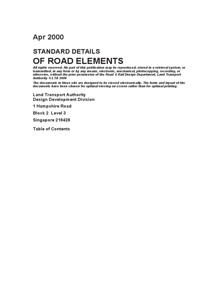 LTA Road Element Apr 2000 | PDF