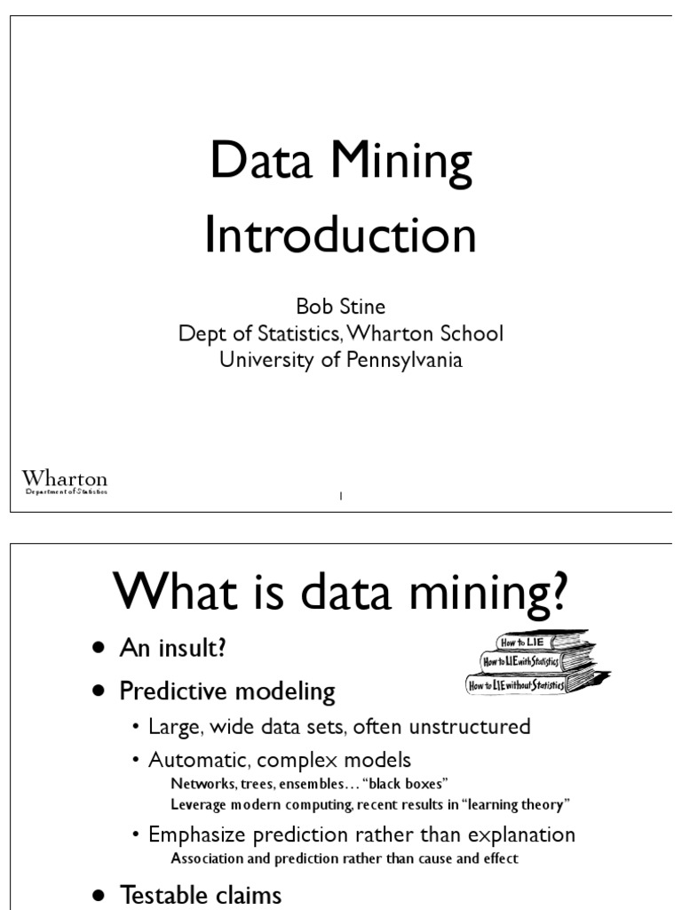 Data Mining: Bob Stine Dept of Statistics, Wharton School University of Pennsylvania | PDF ...