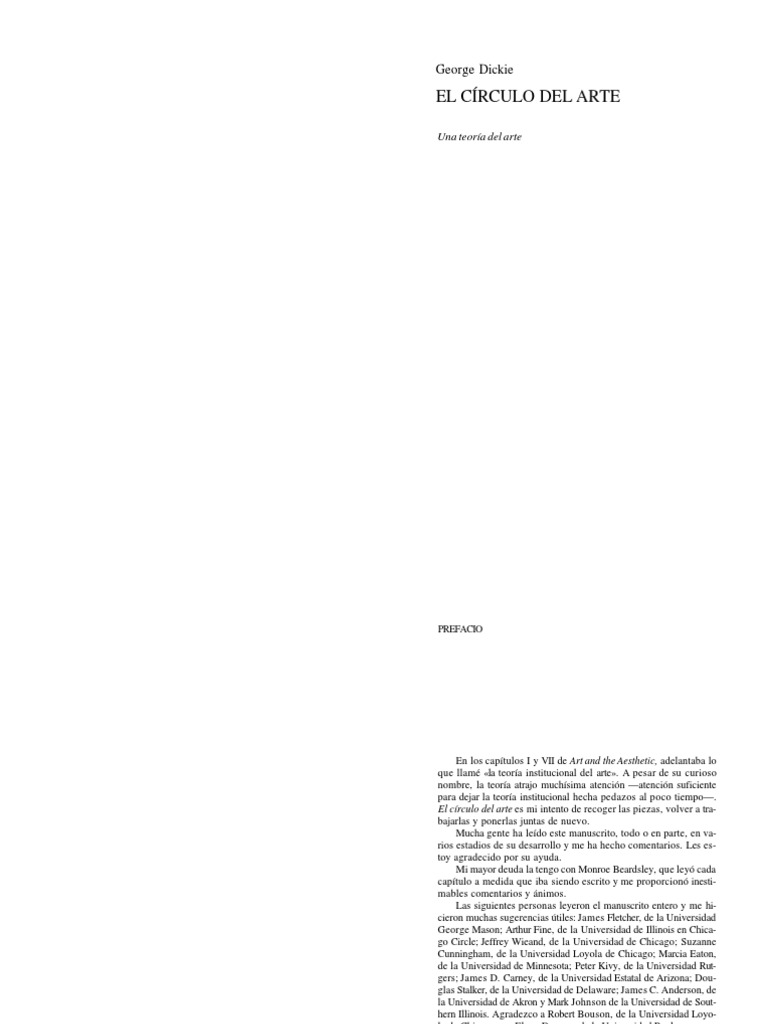 George Dickie El Circulo Del Arte | PDF | Platón | Esencia