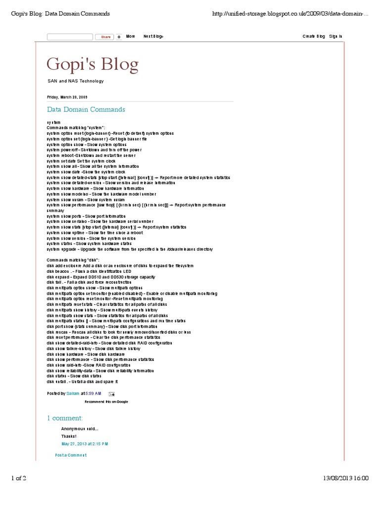 Data Domain Commands | PDF | File System | Computer Hardware