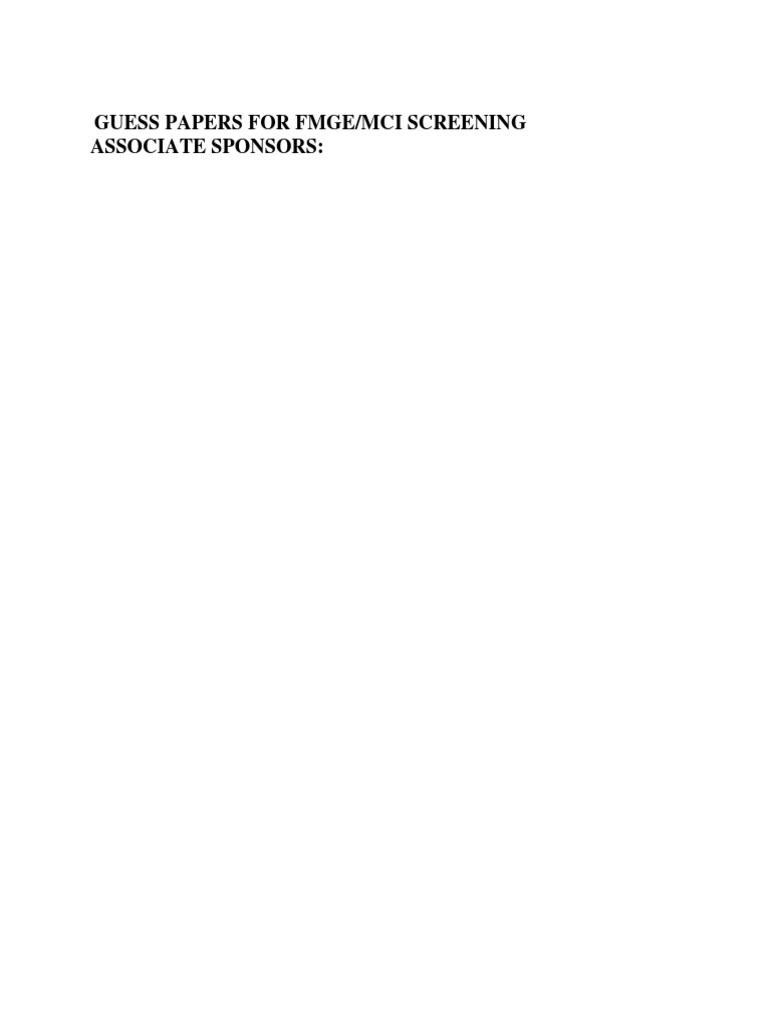 FMGE Mock Test Question Papers | PDF | Medical Specialties | Clinical ...
